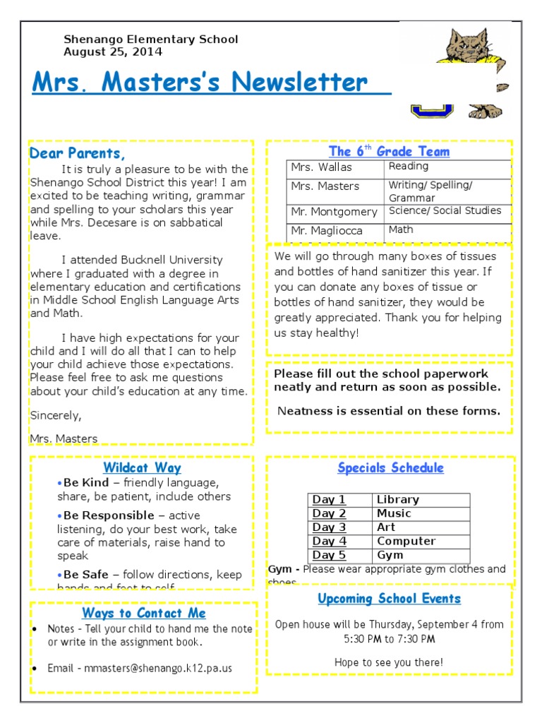 Shenango Elementary 6th Grade Newsletter | PDF | Wellness