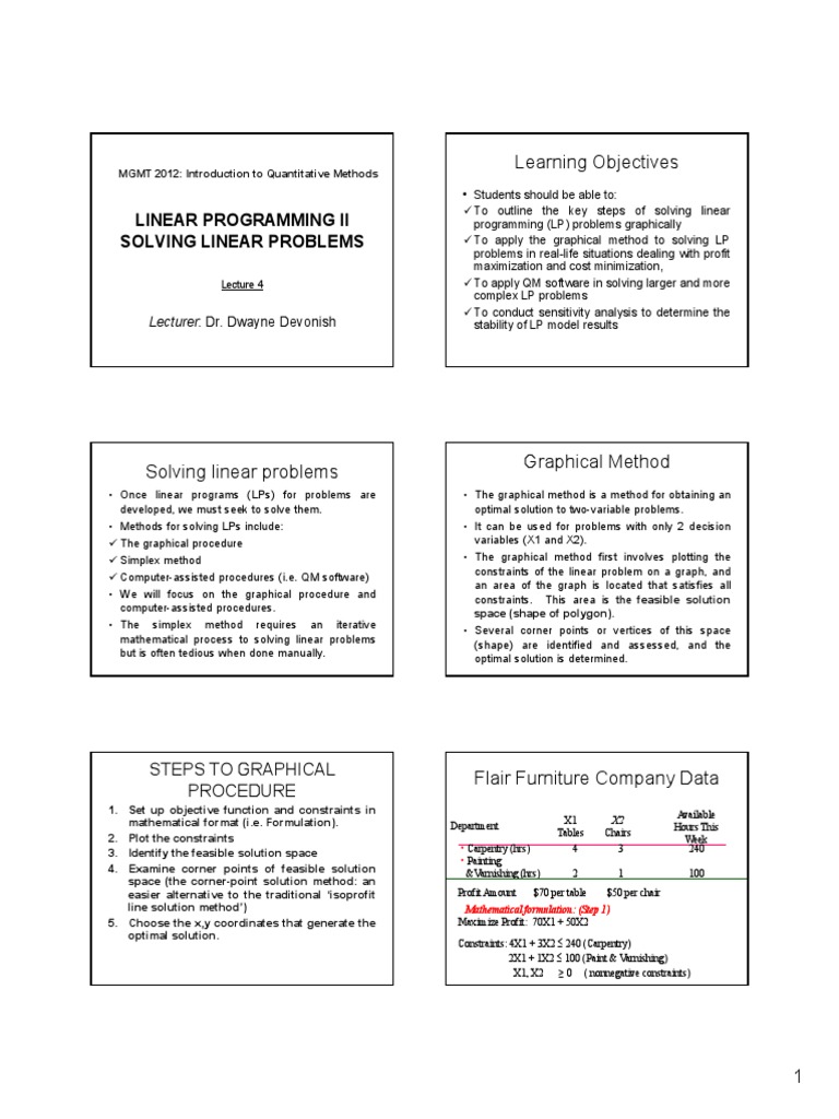Linear Programming for Students | PDF | Mathematical Optimization ...