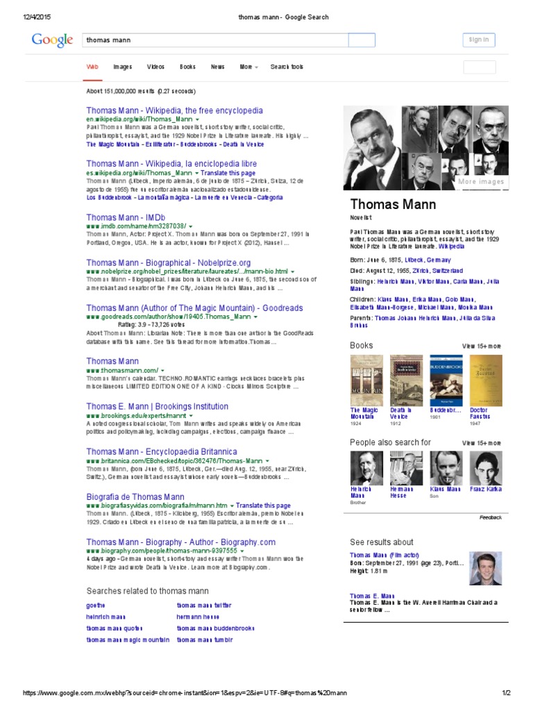 Thomas Mann: Actor Profile Overview | PDF