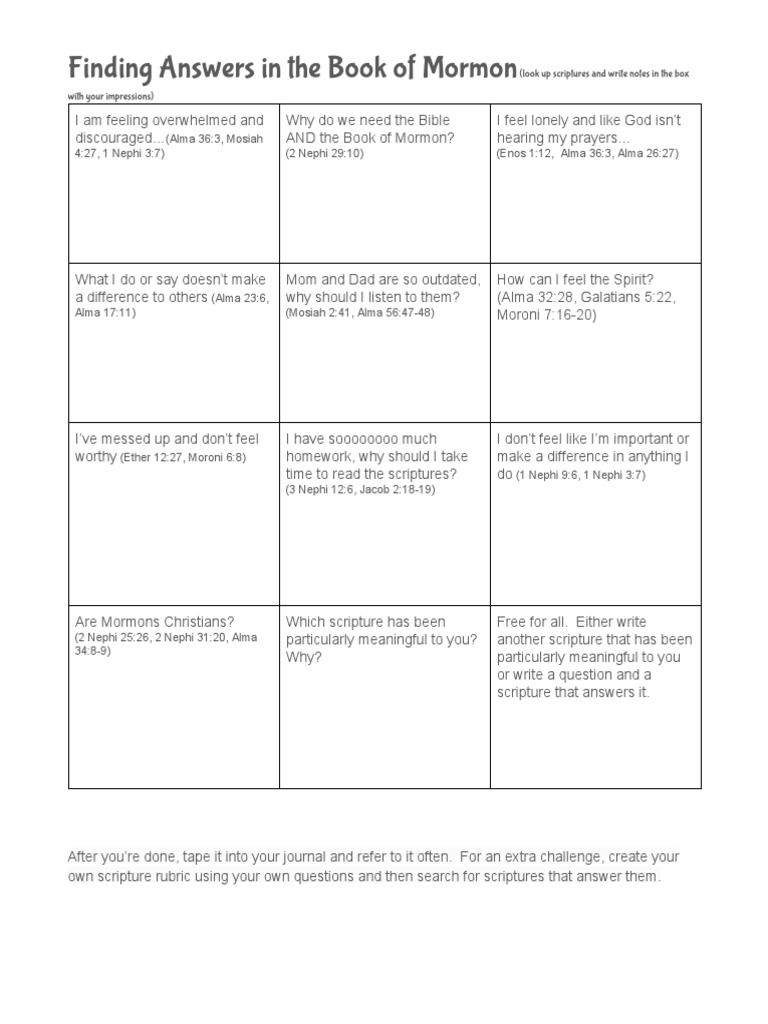 Finding Answers in the Book of Mormon