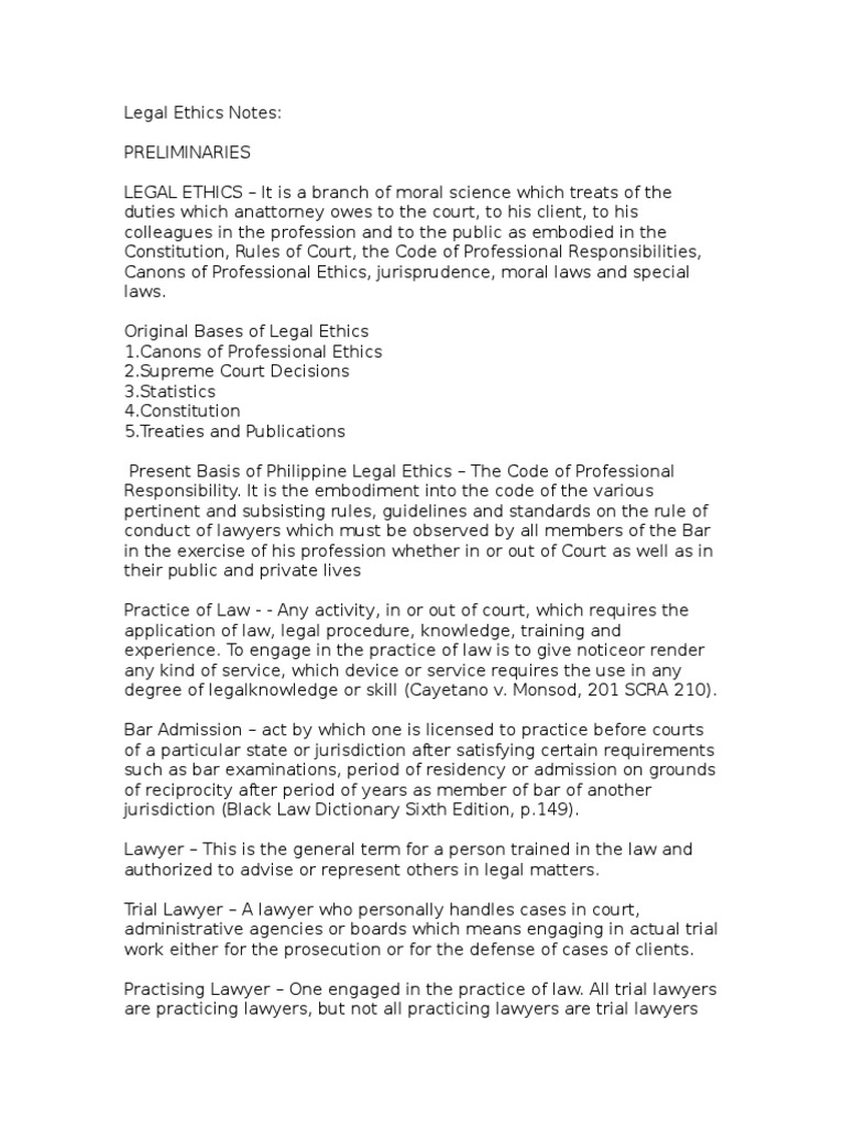 Legal Ethics Notes | PDF | Amicus Curiae | Lawyer