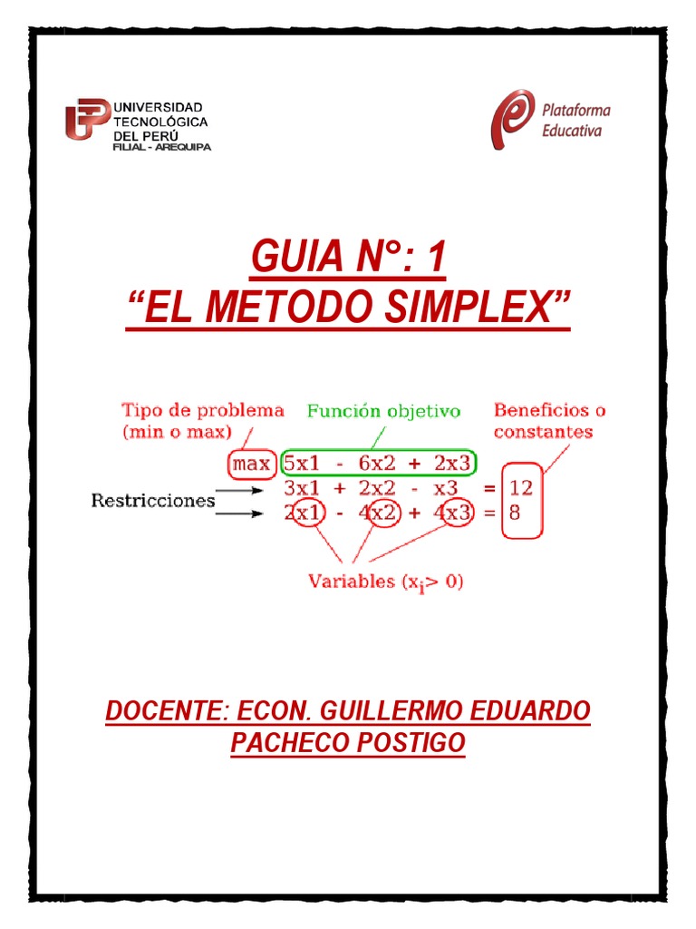 Guia 1 Metodo Simplex | PDF | Programación lineal | Análisis
