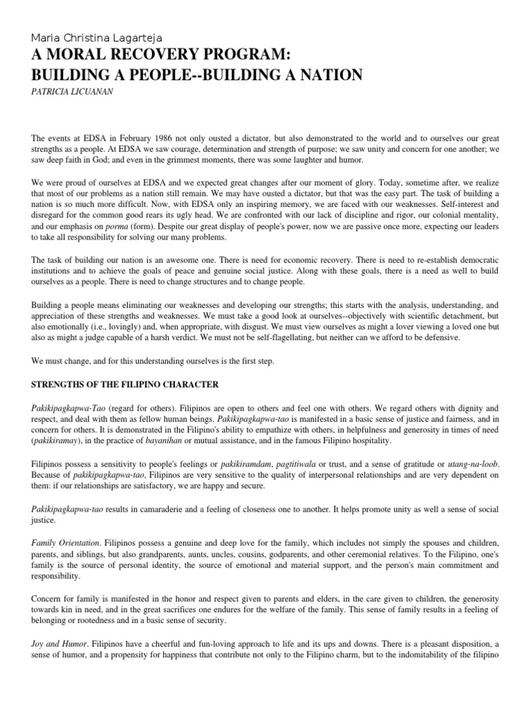 Understanding the Moral Recovery Program | PDF | Non Governmental ...