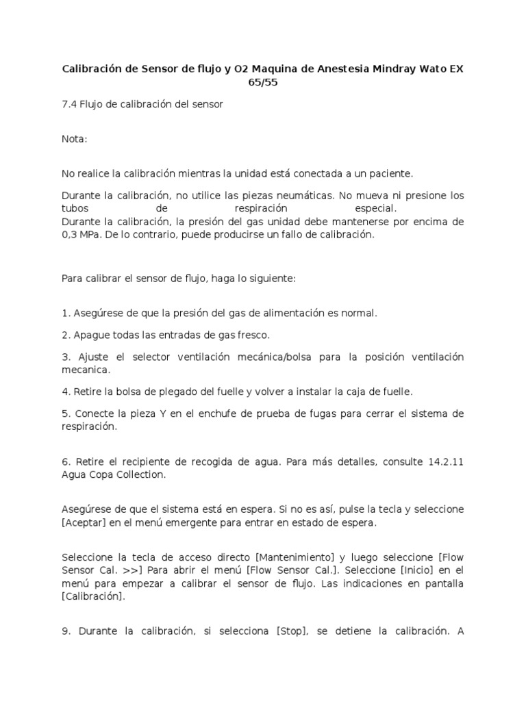 Calibración de Sensor de Flujo y O2 Maquina de Anestesia Mindray Wato ...