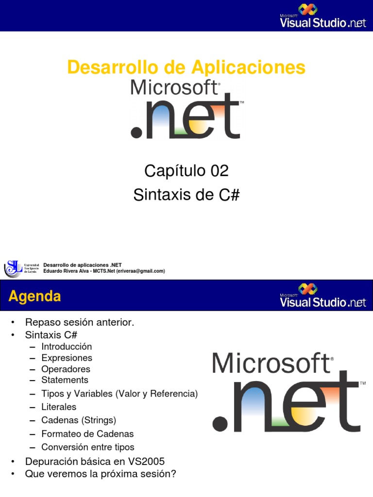 Sesión 02 - Sintaxis de CSharp (C#) | PDF | C Sharp (lenguaje de ...