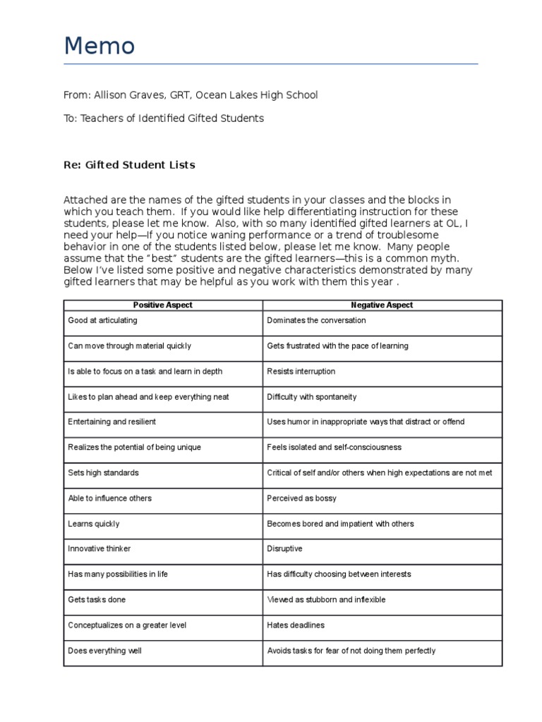 Gifted Student Traits & Support Guide | PDF