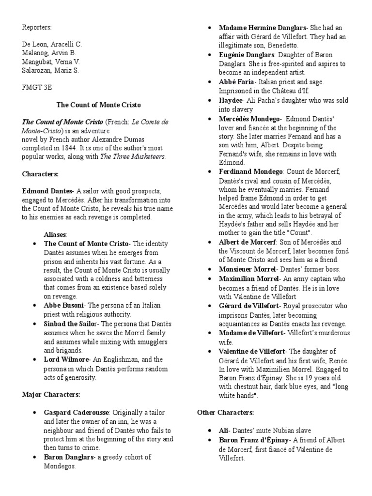 "Count of Monte Cristo Analysis" | PDF | The Count Of Monte Cristo ...