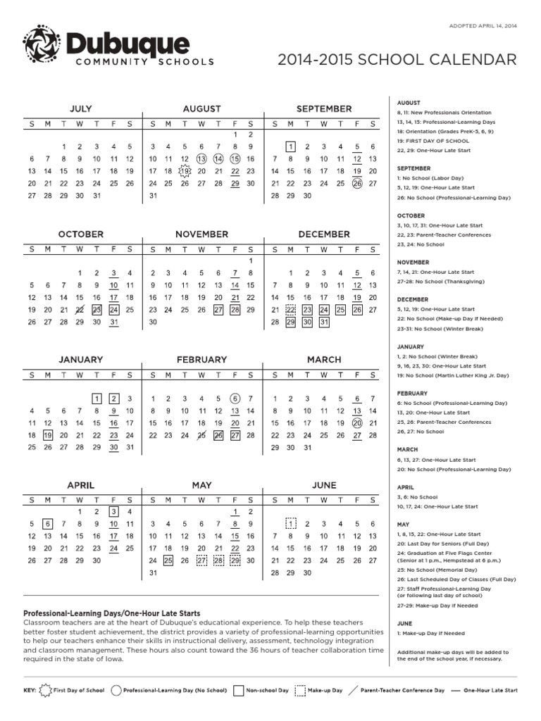 2014-2015 School Calendar Overview | PDF
