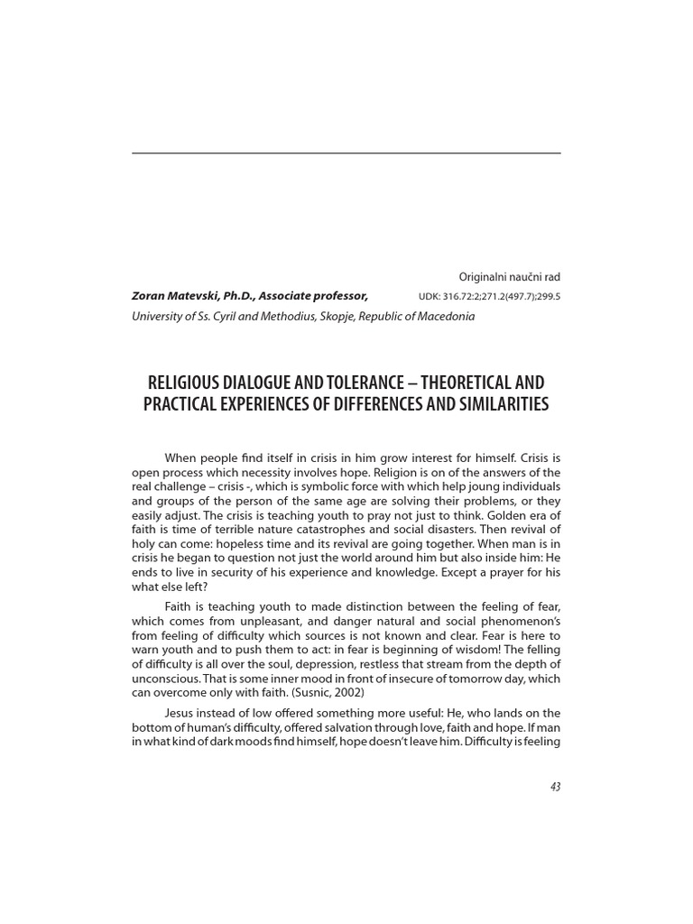 Religious Dialogue and Tolerance | PDF