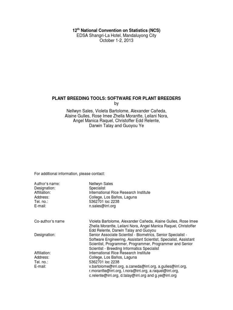 Plant Breeding Tools - Software For Plant Breeders PDF | PDF | R ...