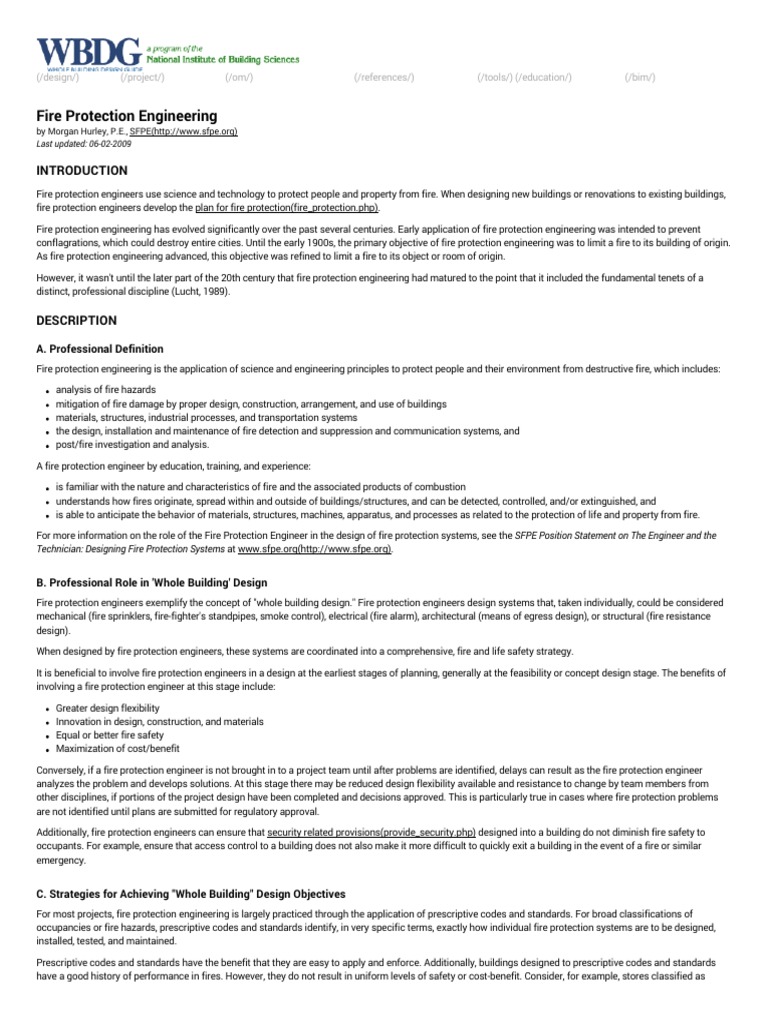 Fire Protection Engineering - Whole Building Design Guide | PDF | Fire ...