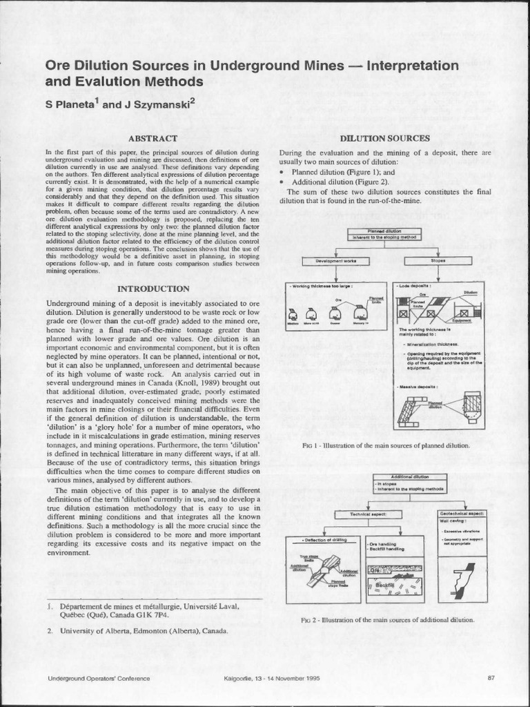 Ore Dilution Sources in Underground Mines - Interpretation and ...