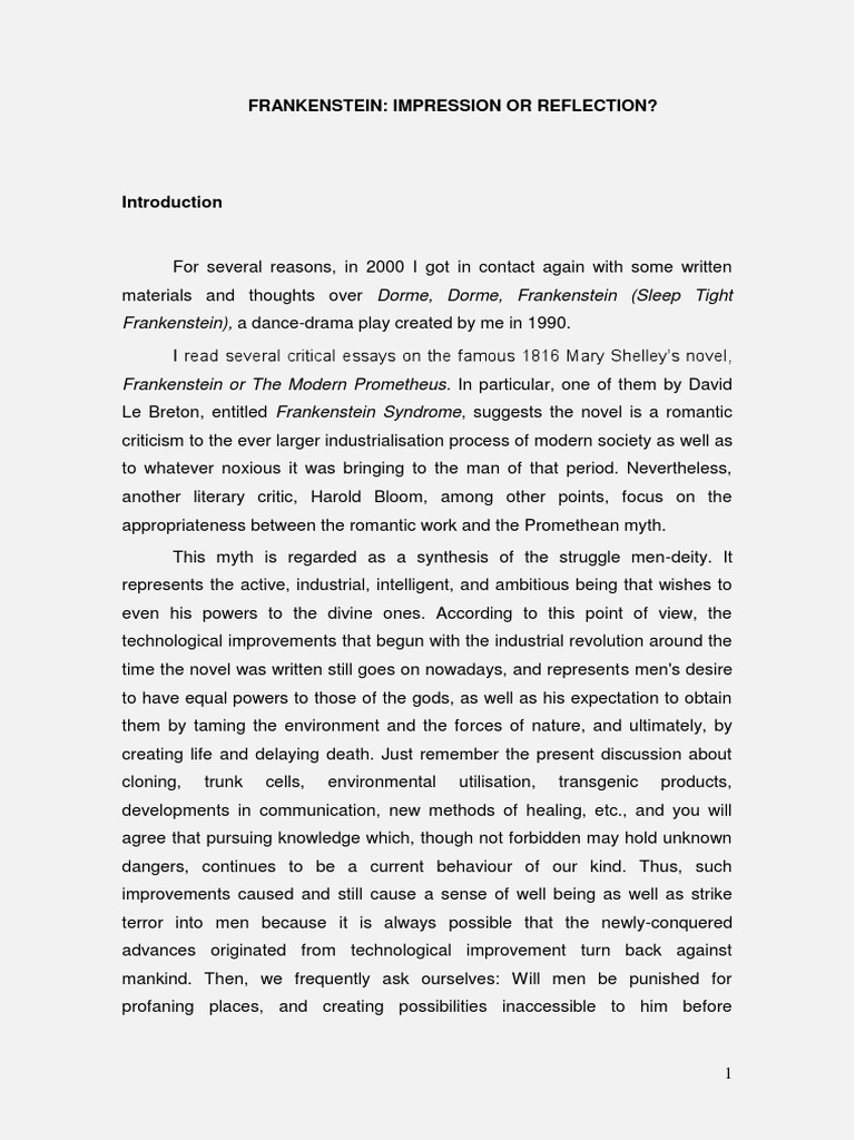 Frankenstein: Impression or Reflection? | PDF