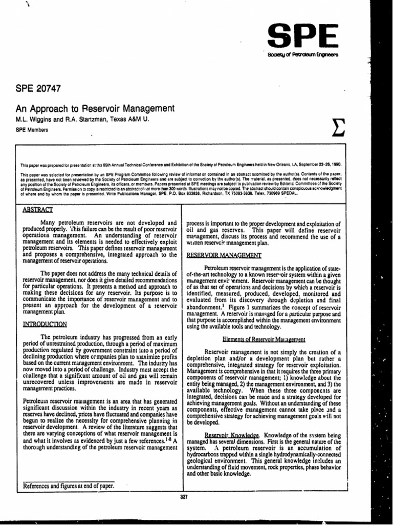 Comprehensive Reservoir Management Plan | PDF | Petroleum Reservoir ...