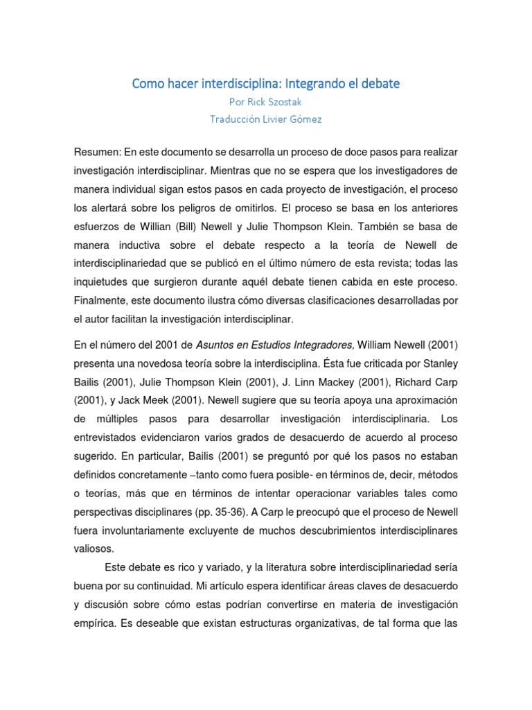 Como Hacer Interdisciplina | PDF | Interdisciplinariedad | Teoría
