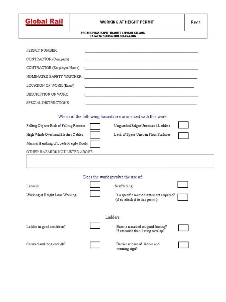 Permit Working at Height | Scaffolding | Ladder | Free 30-day Trial ...