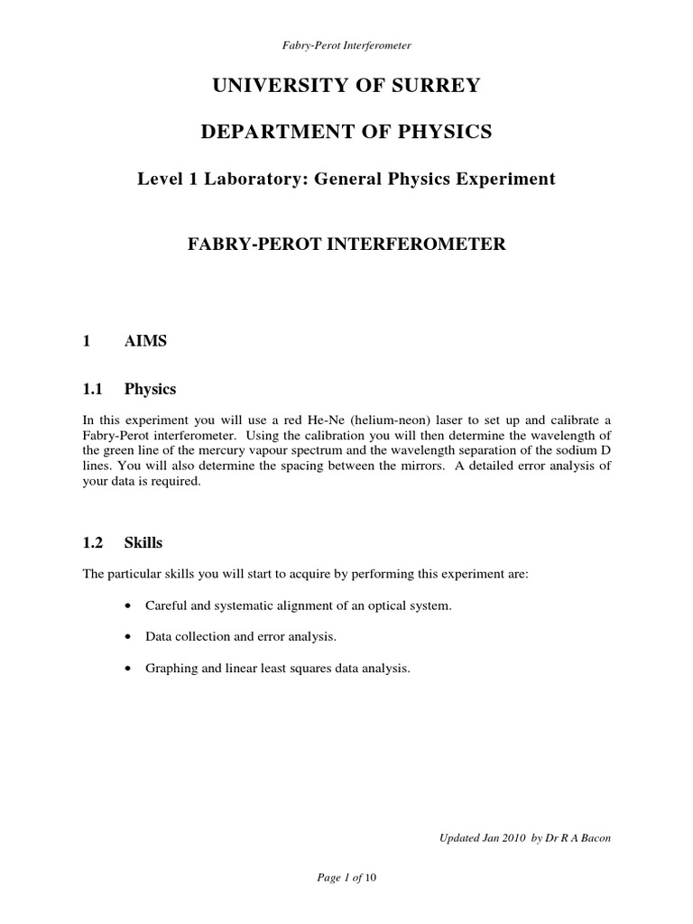 Febry Perot | PDF | Interferometry | Interference (Wave Propagation)