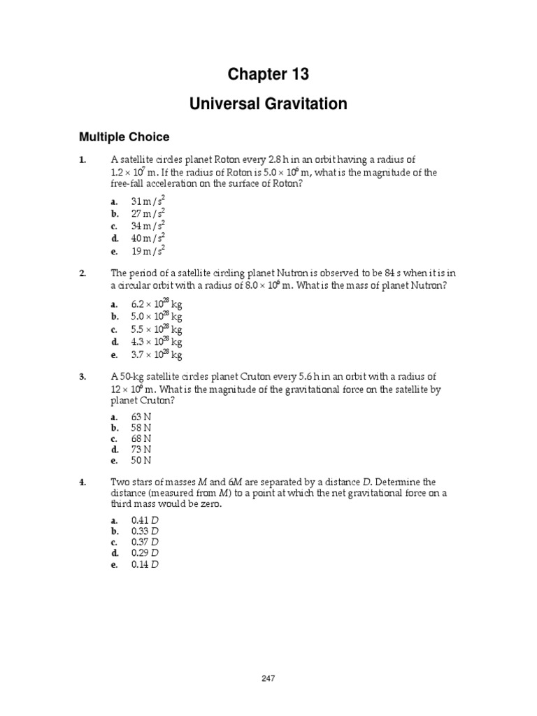 Universal Gravitation Practice Questions | PDF | Orbit | Gravity