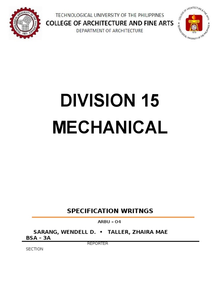 Division 15 Mechanical Specifications | PDF | Hvac | Air Conditioning