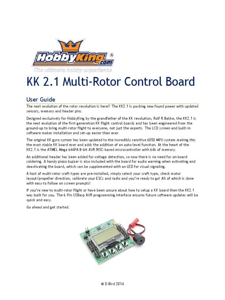 KK 2.1 Multi-Rotor Control Board: User Guide | PDF | Aircraft Flight ...