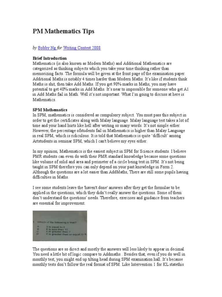 PM Mathematics Tips | PDF | Matrix (Mathematics) | Teaching Mathematics