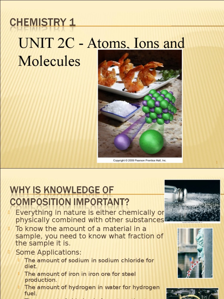 UNIT 2C - Atoms, Ions and Molecules | PDF | Mole (Unit) | Formula