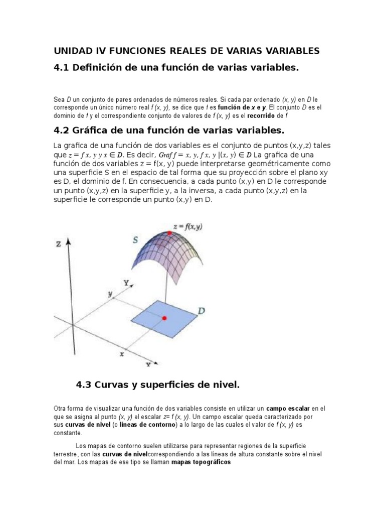 Unidad IV Funciones Reales de Varias Variables | Descargar gratis PDF | Derivado | Función ...