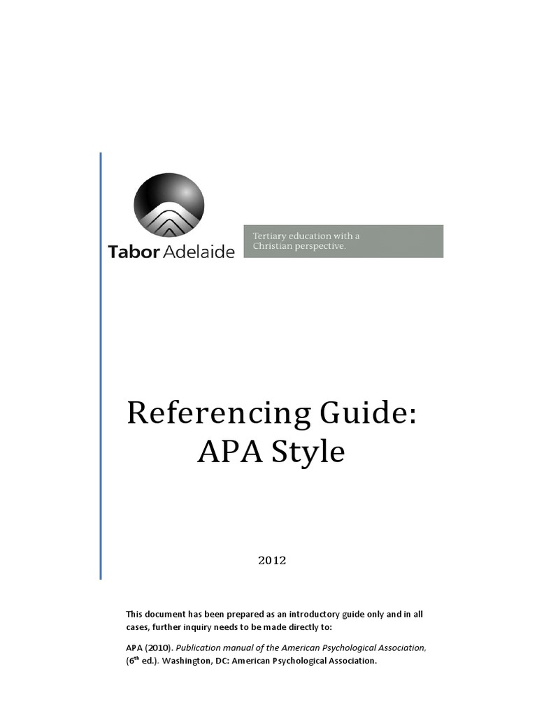 Referencing Guide: APA Style | PDF | Citation | Letter Case