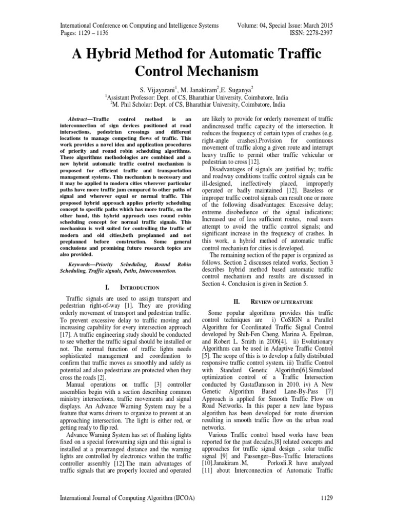 A Hybrid Method For Automatic Traffic Control Mechanism | PDF | Traffic ...