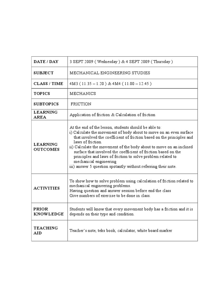 Friction Calculation Pdf