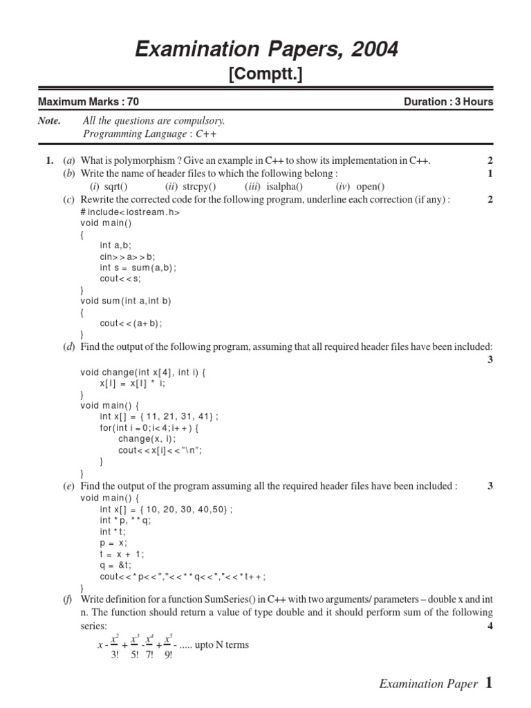 Examination Papers, 2004: (Comptt.) | PDF | Network Topology | Boolean ...