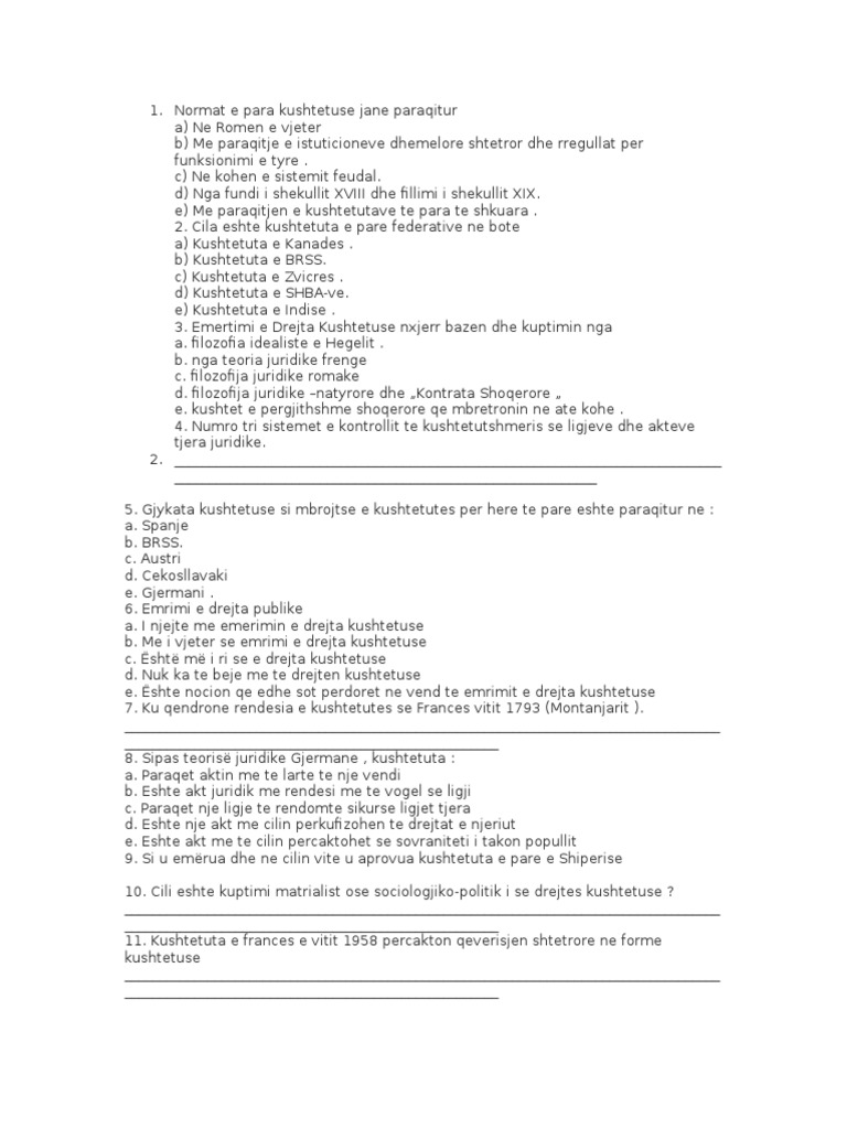 E Drejta Kushtetuse Testi Perfundimtar | PDF