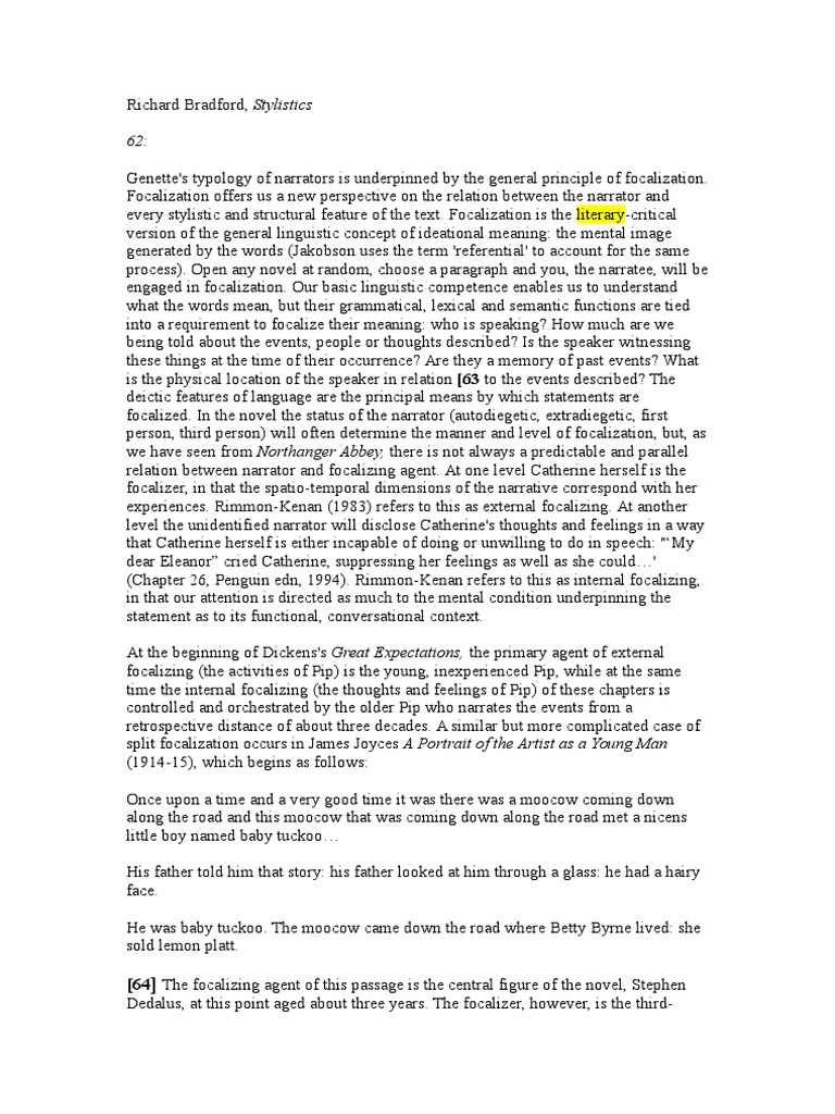 Bradford Stylistics Focalization | PDF | Narrative | Semantics