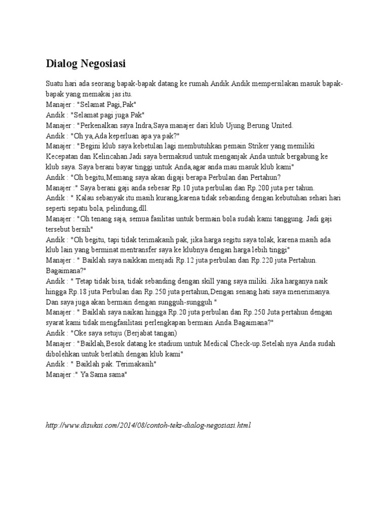 Contoh Dialog Negosiasi | PDF