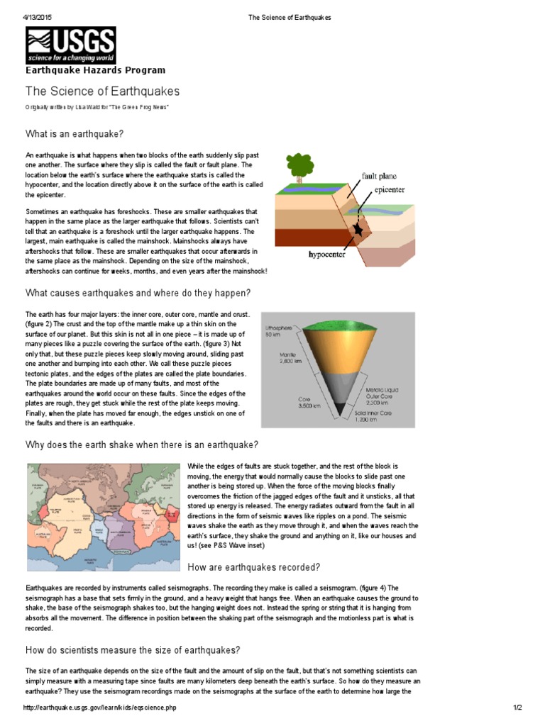 The Science of Earthquakes1 | PDF | Earthquakes | Fault (Geology)