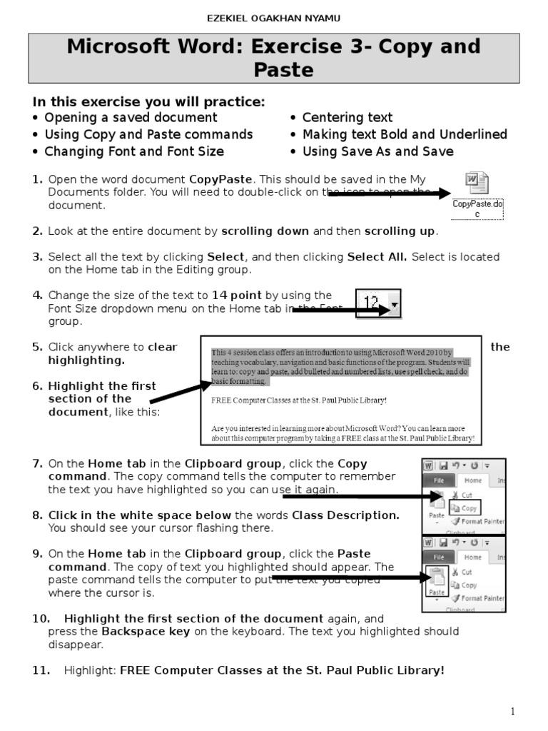 Word Exercise 3 CopyAndPaste 2 | PDF | Text | Human–Computer Interaction