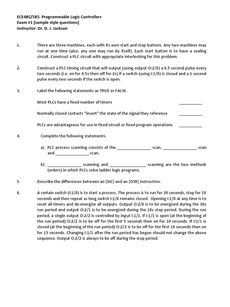 PLC Exam Sample Questions Guide | PDF | Science & Mathematics