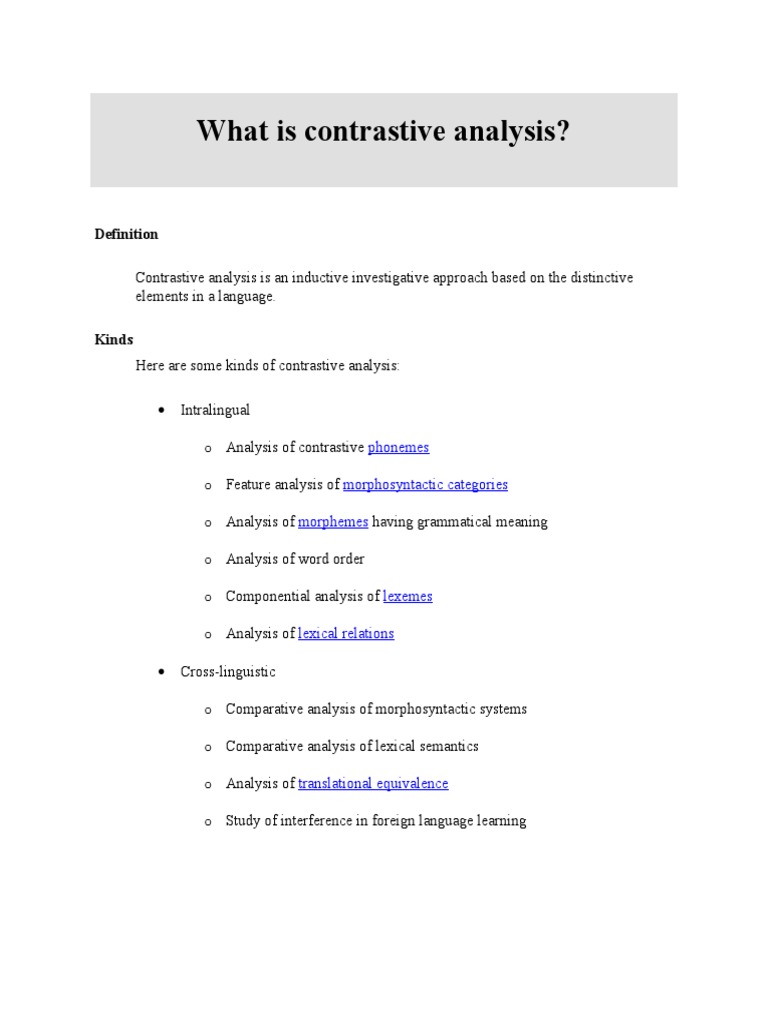 What Is Contrastive Analysis | PDF | Lexical Semantics | Phoneme
