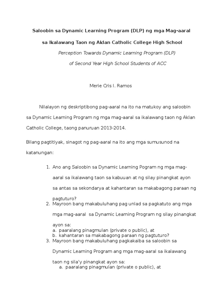 Saloobin Sa Dynamic Learning Program | PDF
