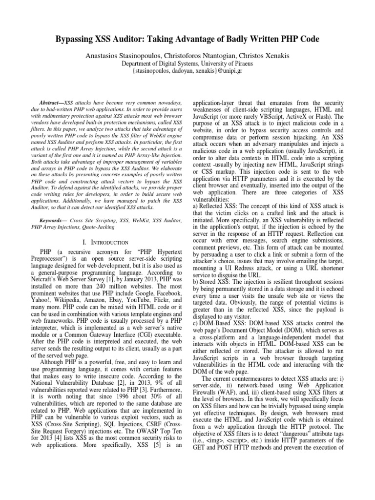 IEEE Bypassing XSS Auditor | PDF | Document Object Model | Java Script