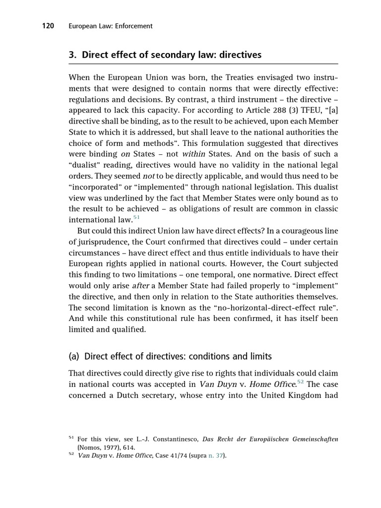 Direct Effect of EU Directives | PDF | European Union Law | Directive ...