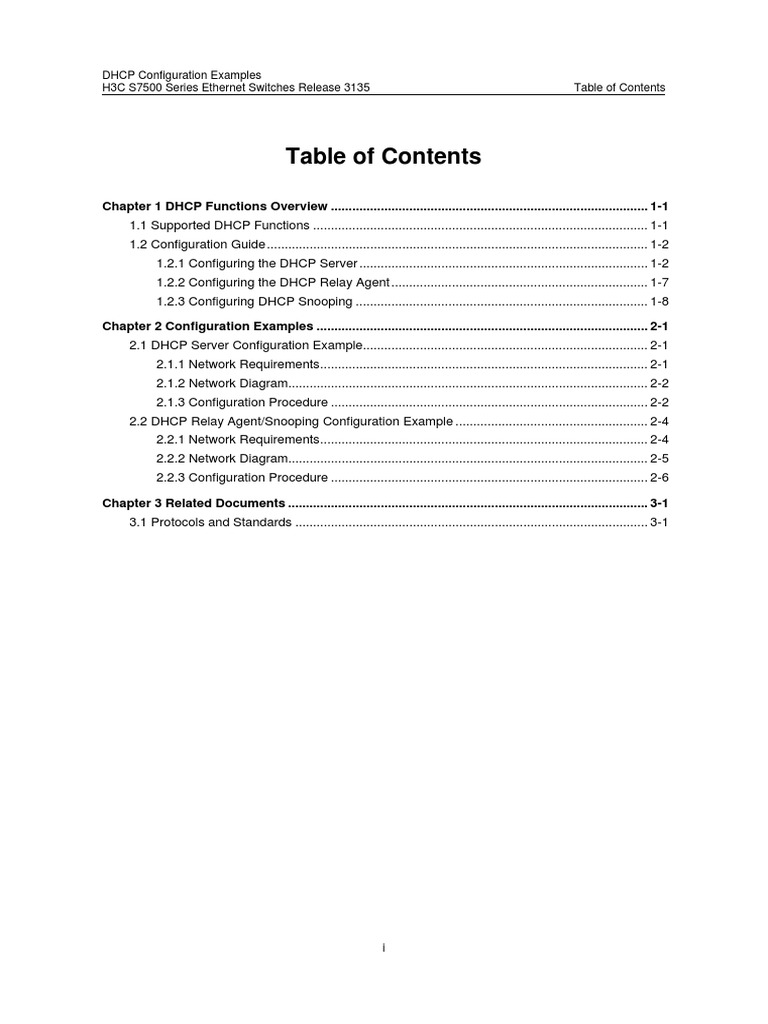 DHCP Configuration Examples H3C S7500 Series Ethernet Switches Release ...