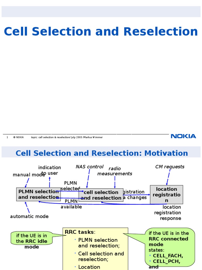Cell Selection & Reselection | PDF | Decibel | Wireless
