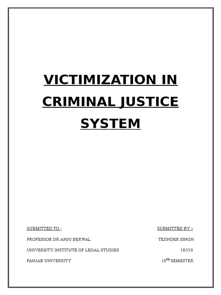Victimization in Criminal Justice System | PDF | Victimology | Prosecutor
