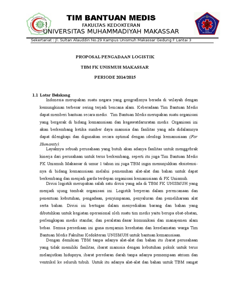 Proposal Logistik TBM | PDF