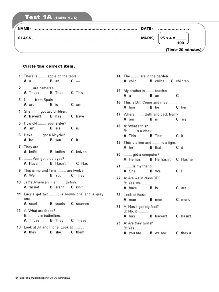 Test 1A: Circle The Correct Item | PDF