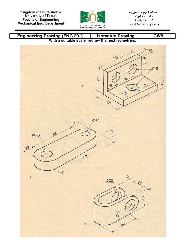 Engineering Drawing (ENG 201) Isometric Drawing CW8 | PDF