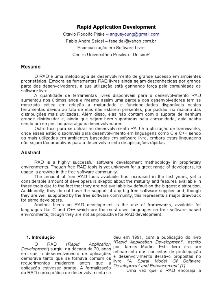 Rad - Rapid Application Development | PDF | C ++ | Linguagem de programação