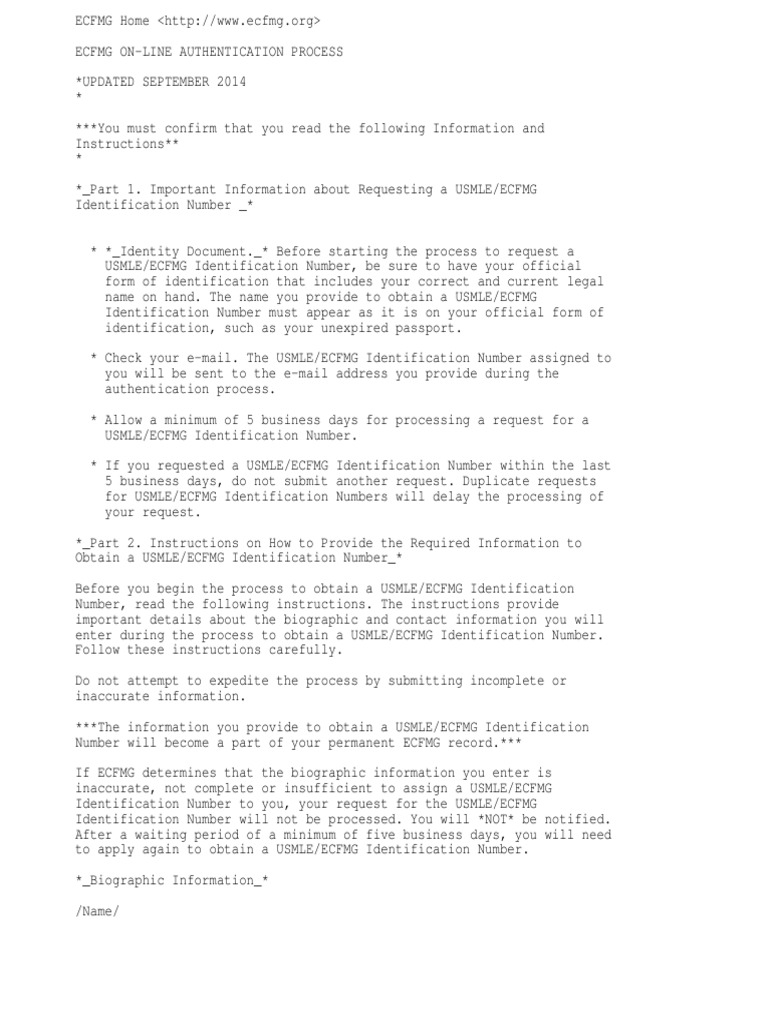 Ecfmg On-Line Usmle Id Request | PDF | Identity Document | Letter Case