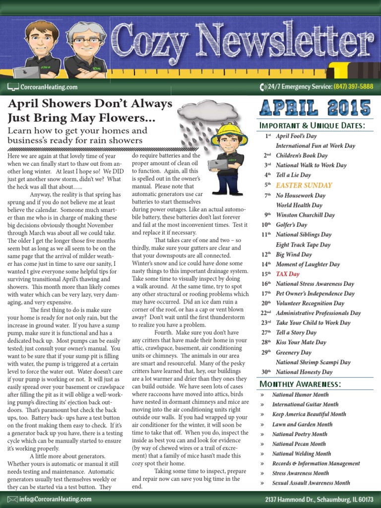 Cozy Newsletter April 2015 | PDF | Foods | Nature
